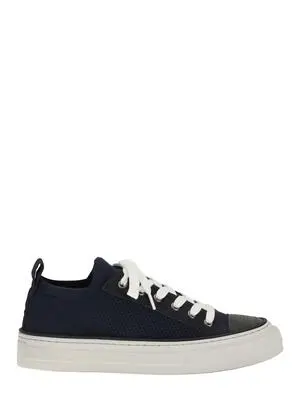 Brunello Cucinelli Cotton Knit And Suede Sneakers - Blue