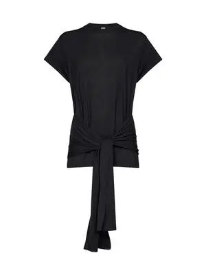 TOTEME Black Jersey Tie-waist Top - Multicolor