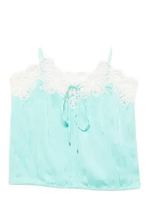 Chloé Spaghetti Strap Lace Trim V-neck Top - Multicolor