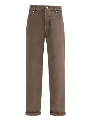 Brunello Cucinelli Jeans With Turn-up Hem - Brown