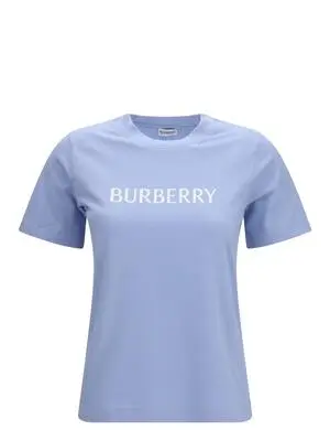 Burberry BURBERRY Embroidered Logo Cotton T-shirt Blue