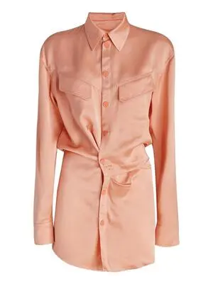 OFF-WHITE OFF-WHITE Silk Button-Up Shirt Dress