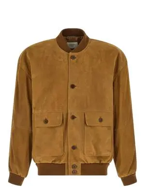 Saint Laurent Suede Bomber Jacket - Brown