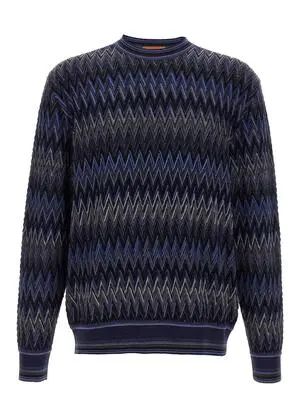 Missoni Zigzag Pattern Wool Sweater - Blue