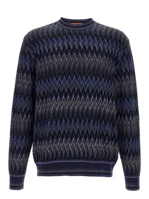 Missoni Zigzag Pattern Wool Sweater - Blue