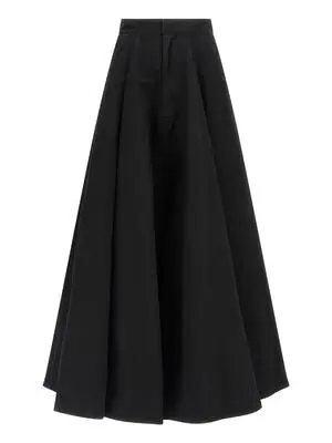 Balenciaga Ripstop Cotton Godet Midi Skirt - Black