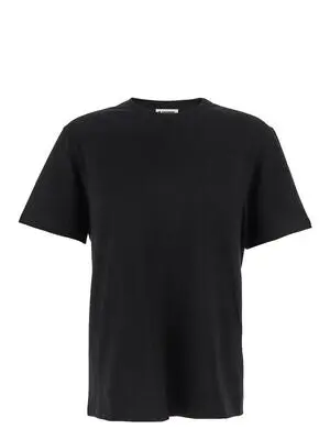 JIL SANDER Black Crewneck T-shirt With Logo Patch On The Rear In Cotton - Multicolor
