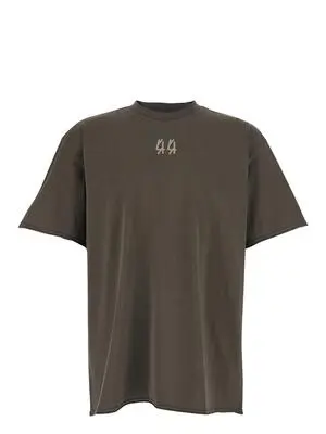 44 LABEL GROUP Grey Crew Neck T-shirt With Maxi Logo On The Back In Cotton For - Gray