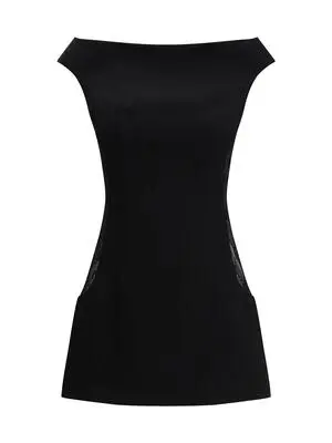 MARINE SERRE Wool Bouclé Sleeveless Mini Dress - Black