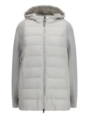 Brunello Cucinelli Brunello Cucinelli Women Long Monili Chain Puffer Jacket Gray