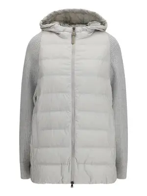 Brunello Cucinelli Long Monili Chain Puffer Jacket - Gray