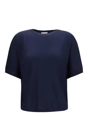 Brunello Cucinelli Cashmere And Silk Short-sleeve Sweater - Blue