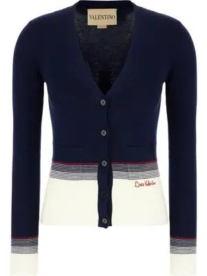 Valentino Garavani Button Detailed V Neck Knitwear - Multicolor