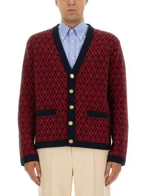 Valentino Garavani VALENTINO Patterned Cardigan Red