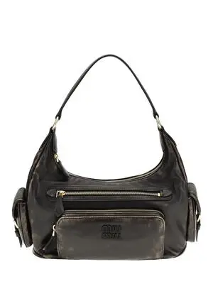 Miu Miu Leather Pocket Shoulder Bag - Brown