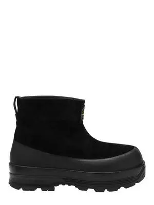 Stone Island Suede Ankle Boot With Logo - Black