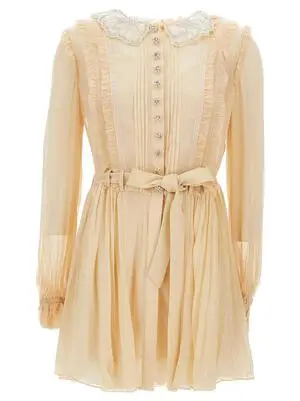 SELF-PORTRAIT SELF-PORTRAIT Pleated Georgette Mini Dress Multicolor