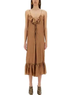 Dries Van Noten Ruffle Trimmed Petticoat Slip Dress - Cream