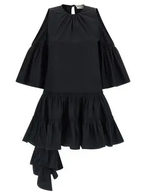 JW Anderson Ruffled Cotton Poplin Midi Dress - Black