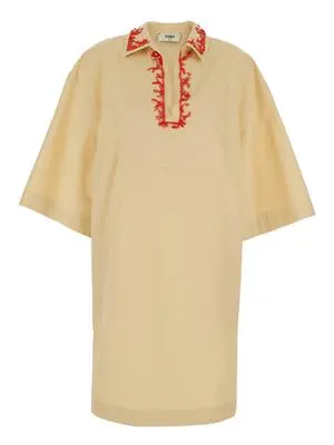 Fendi FENDI Cotton Embroidered Polo Dress Multicolor
