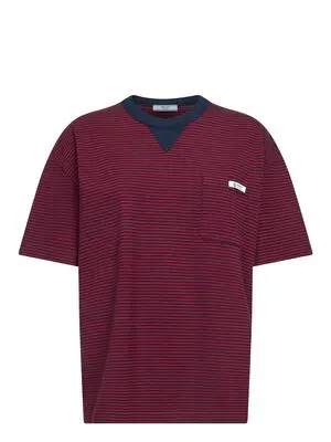 Prada Abbigliamento Red And Blue Striped Cotton Jersey T-shirt - Multicolor