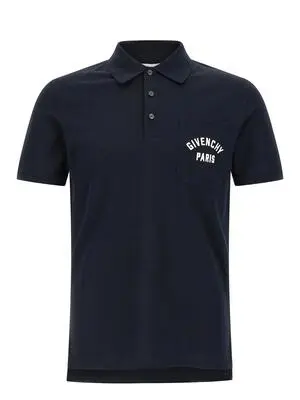 Givenchy Pocket Embroidery Polo Shirt - Blue