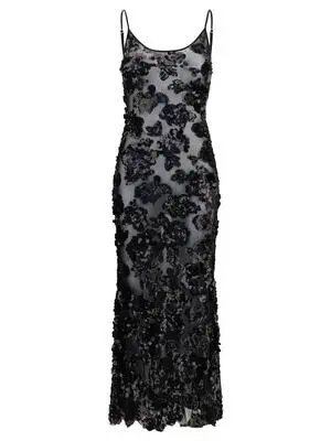 NISSA Long Sequin Gown - Black