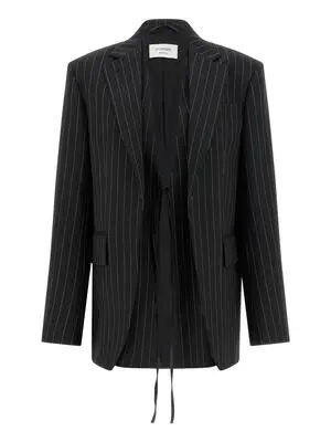 Sportmax Spxdivina Pinstripe Blazer Jacket - Black