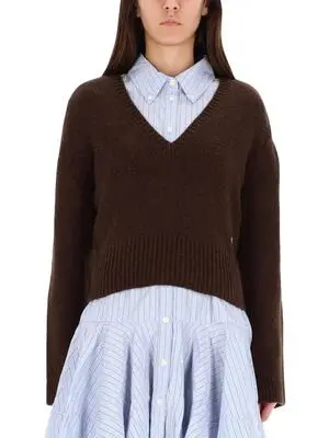 GANNI GANNI V-Neck Sweater Brown