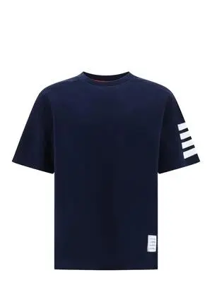Thom Browne T-shirt With Horizontal Bands - Blue