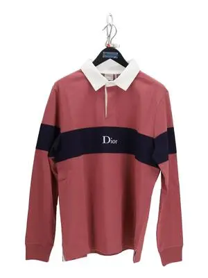 Dior Polo Jersey Rosa Con Stripe Blu - Multicolor