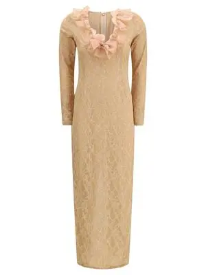 Alessandra Rich Stretch Lace Evening Dress - Pink