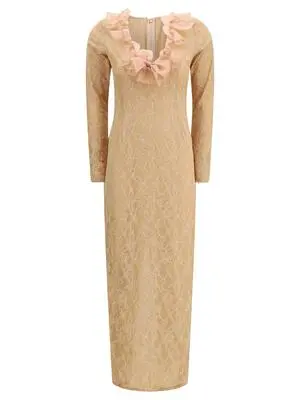 Alessandra Rich Stretch Lace Evening Dress - Pink