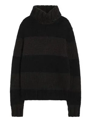 Dolce & Gabbana Striped Wool-blend Turtleneck Sweater - Black