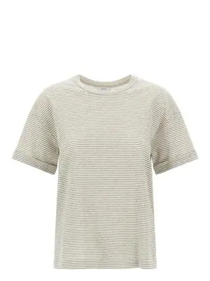 Peserico Lamé Stripes T-shirt - Cream