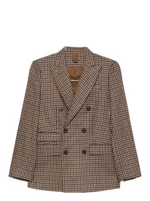 Max Mara Wool Houndstooth Double-breasted Jacket - Multicolor