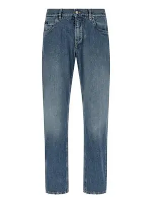 Dolce & Gabbana Heraldic Embroidery Denim Jeans - Blue