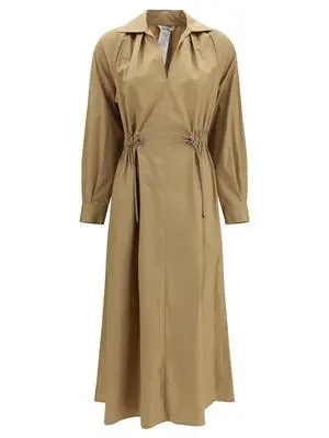 Max Mara Pedaggi Midi Dress In Cotton Poplin Cream