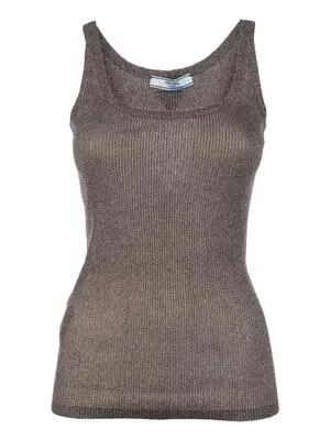 Prada PRADA Metallic Ribbed Knit Tank Top Multicolor