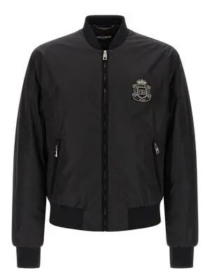 Dolce & Gabbana Dg Patch Bomber Jacket - Black
