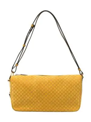 Gucci GUCCI Suede Monogram Shoulder Bag Yellow