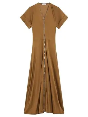 LEMAIRE Zip-up Cotton-viscose Jersey Dress - Brown