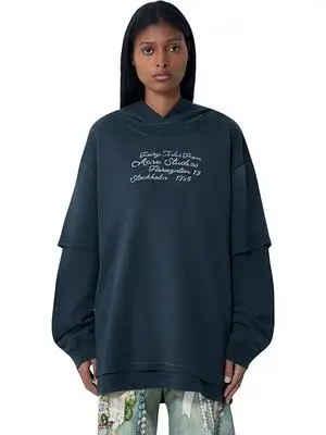Acne Studios Hooded Logo Motif Sweatshirt - Black