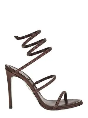 Rene Caovilla Cleo Satin Sandals - Brown