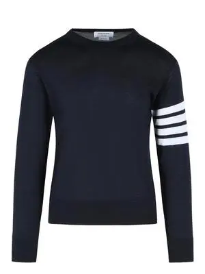Thom Browne Classic 4-bar Sweater In Merino Wool - Blue