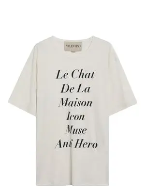 Valentino Garavani Valentino Ivory Le Chat De La Maison Icon Muse Anti Hero T-Shirt Men White