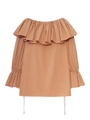 Chloé Cotton Blouse With Ruffles - Brown