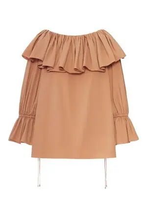 Chloé Cotton Blouse With Ruffles - Brown
