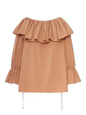 Chloé Cotton Blouse With Ruffles - Brown