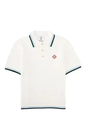 Casablanca Polo Bouclé Con Logo - White